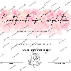 Minimalist Certificate of Completion for Nail Salon, EDITABLE ...