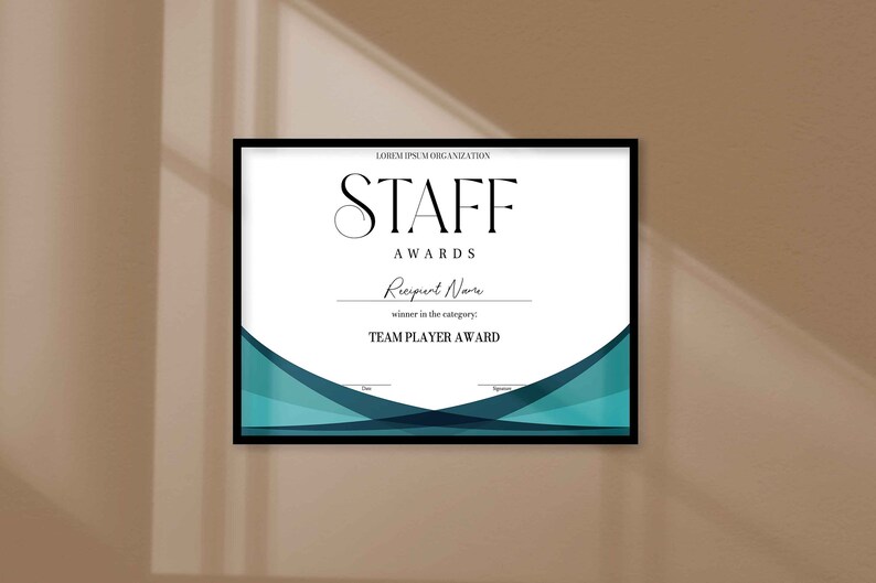 Best Staff Awards, Team Player Award Certificate, EDITABLE Best ...