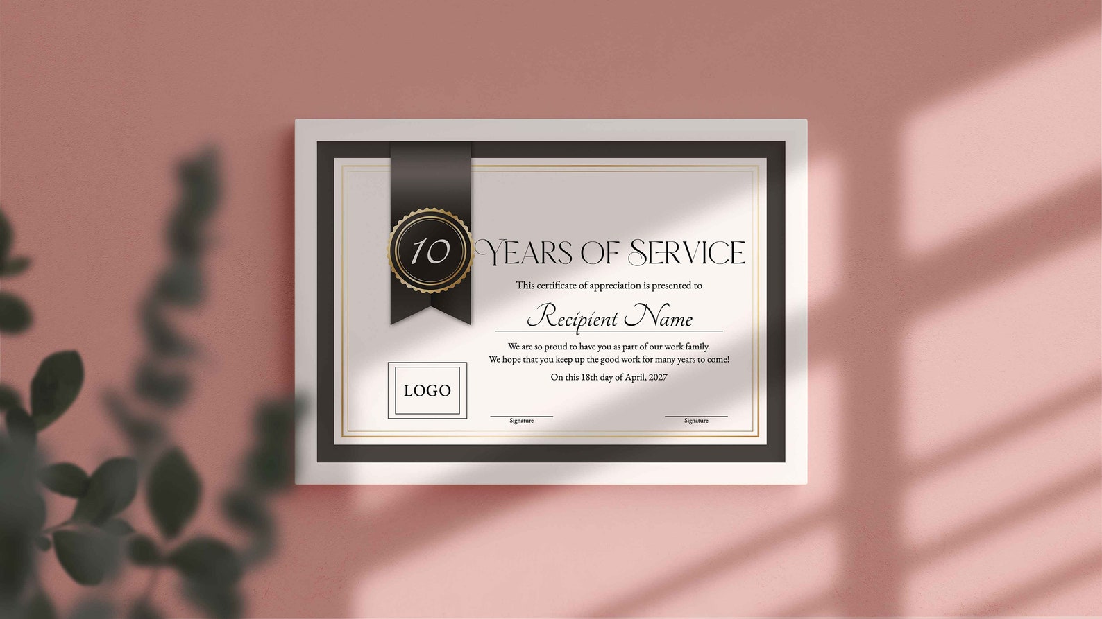 25 Years of Service Anniversary Award Certificate of Appreciation ...