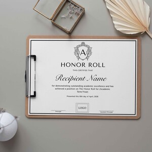 Editable Honor Roll Certificate Template, Elementary School Student ...