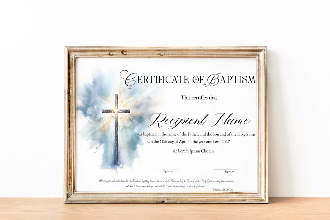 Editable Baptismal Certificate, Printable Minimalist Certificate of ...