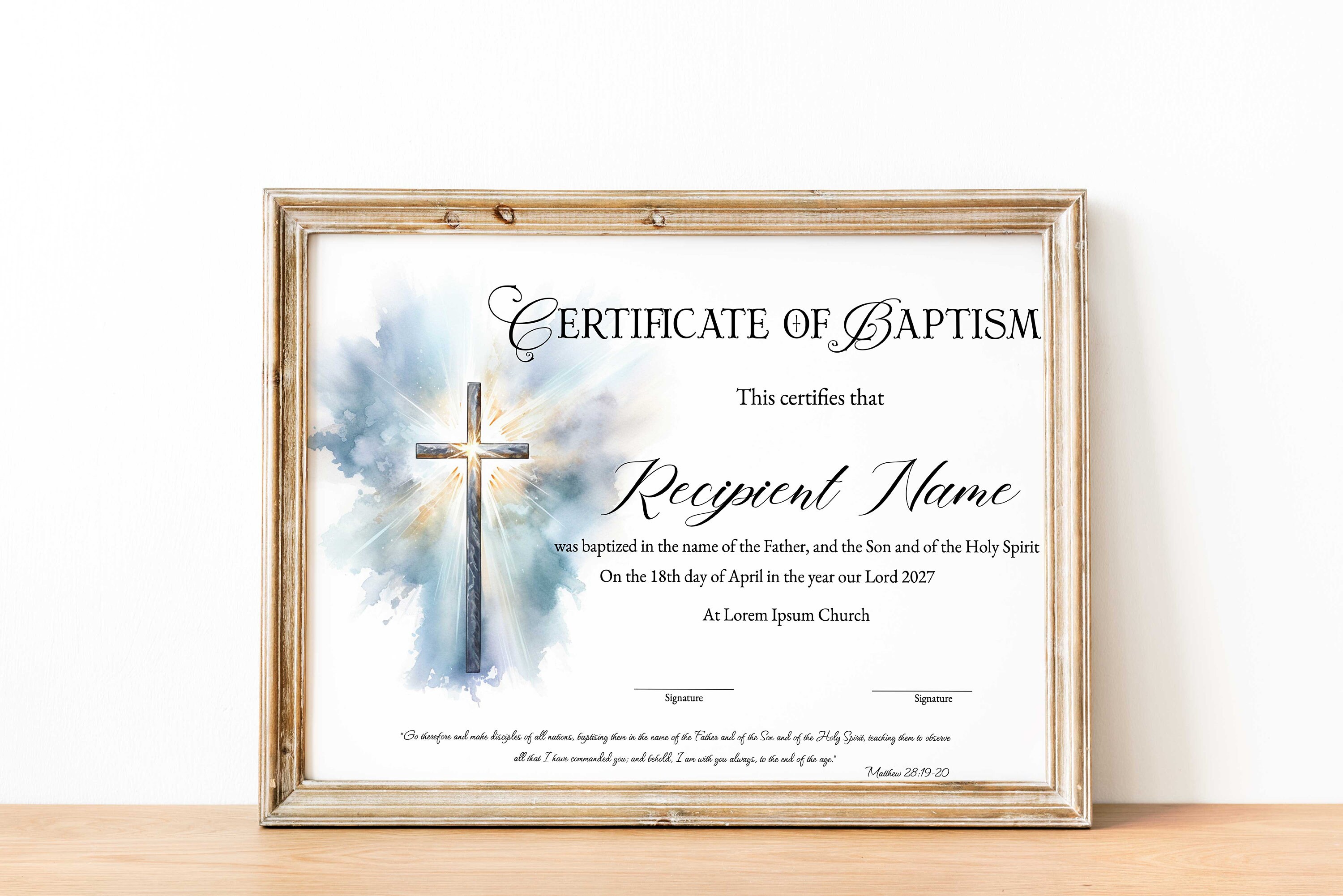 Editable Baptismal Certificate, Printable Minimalist Certificate of ...