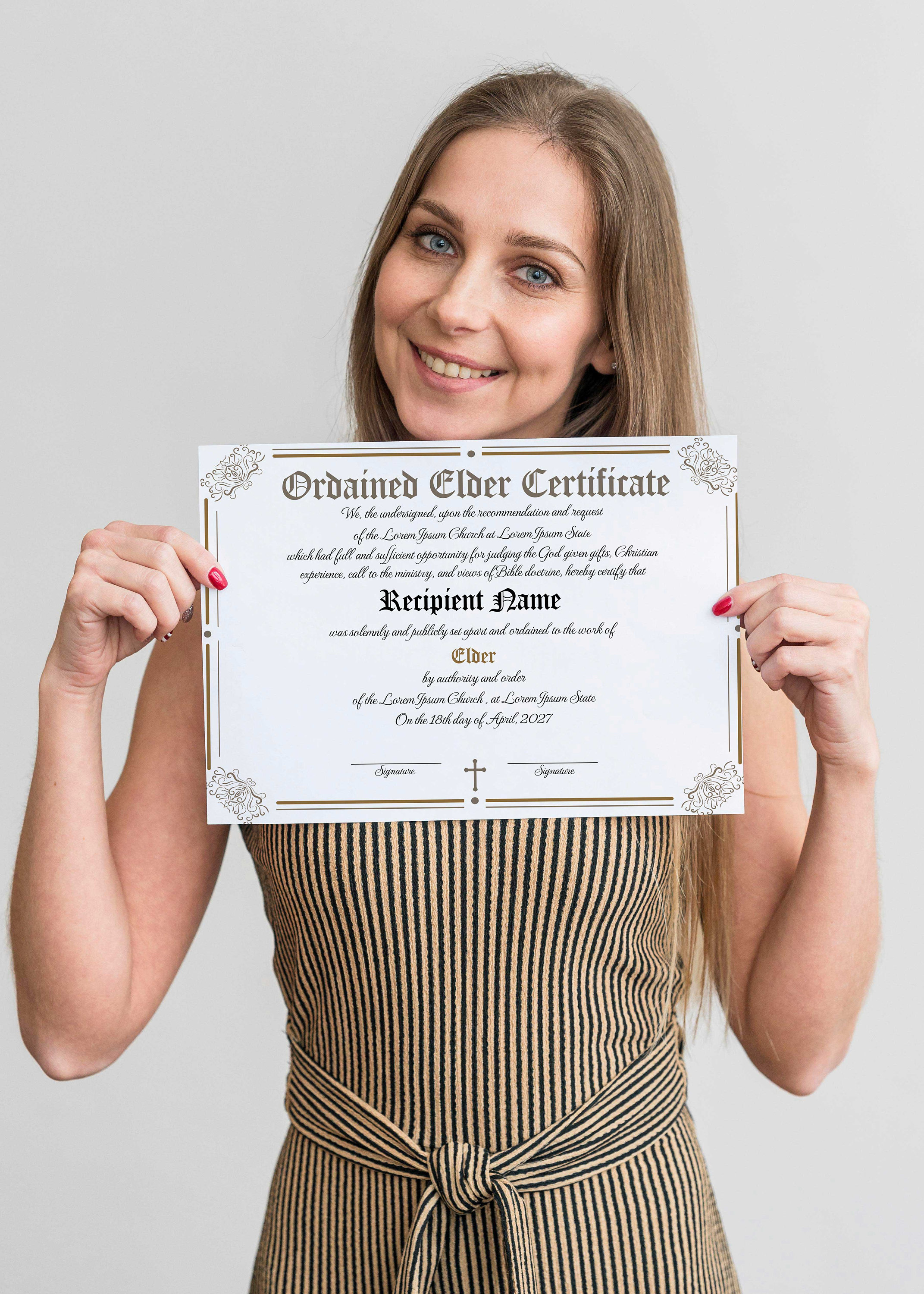 Editable Ordained Elder Certificate Template Printable Vintage Luxury ...