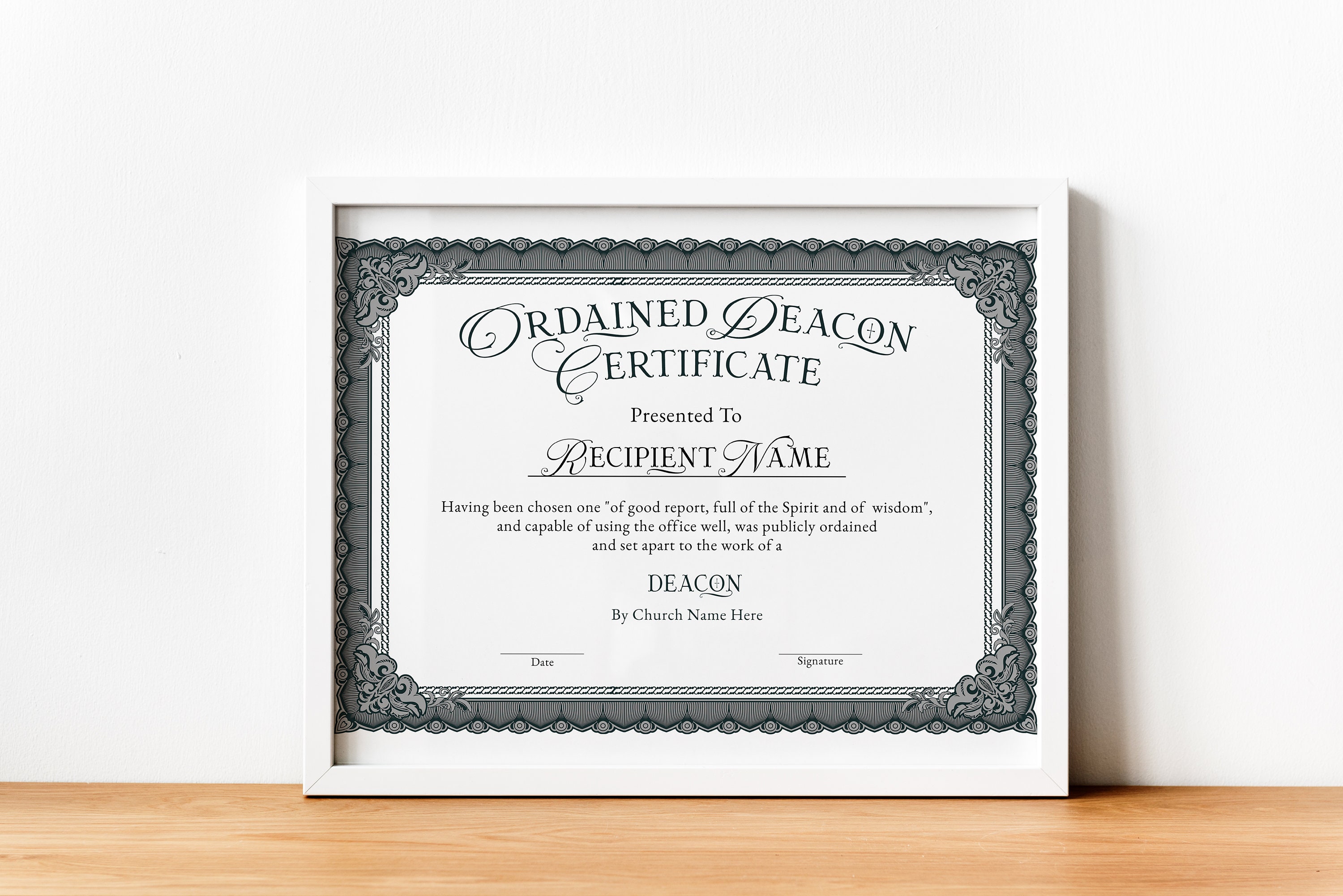 Deacon & Deaconess Ordination Certificate Template, Certificate of ...