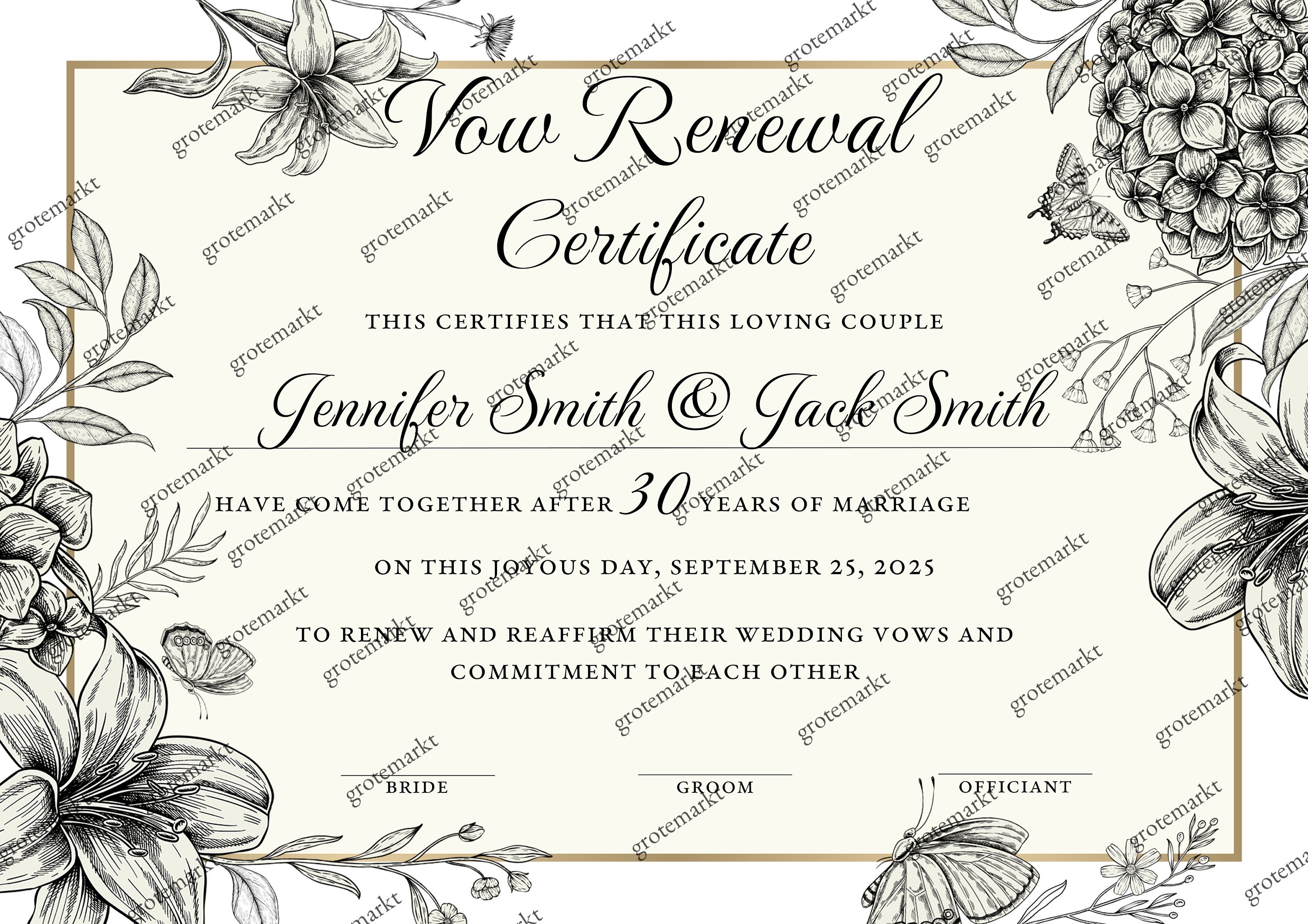 Vows Renewal Certificate Editable Vows Template Wedding Vow - Etsy