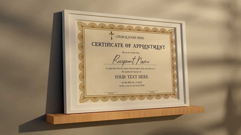 Editable Appointment Certificate Template, Printable Bishop Pastor ...