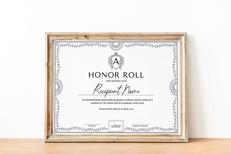 Editable Honor Roll Certificate Template, Elementary School Student ...