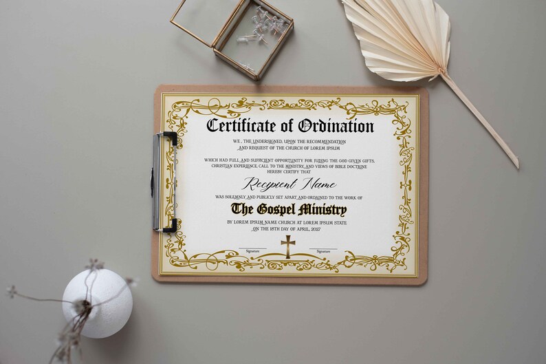 Ordination Certificate Template, Gospel Ministry Certificate Template ...