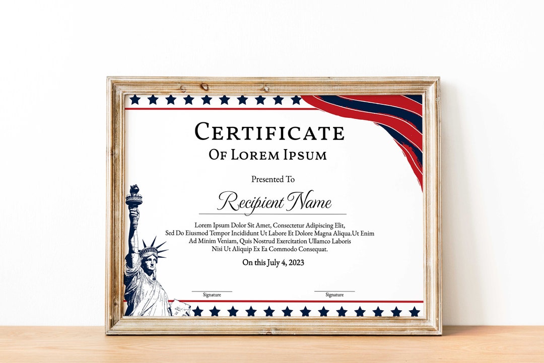Editable American Flag Certificate, Printable Certificate Template ...