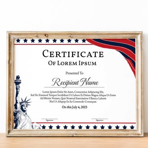 Editable American Flag Certificate, Printable Certificate Template ...