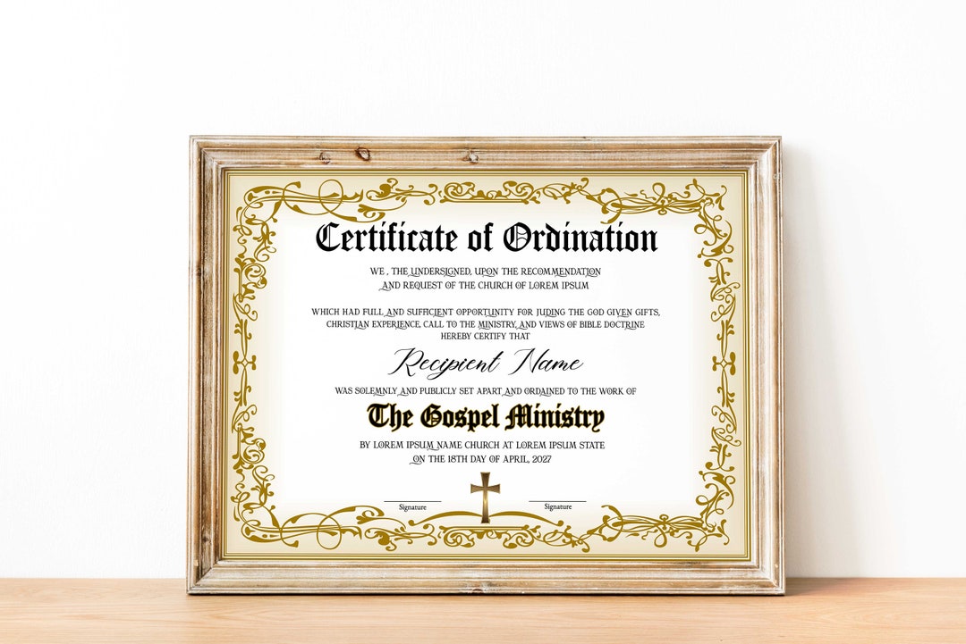 Ordination Certificate Template, Gospel Ministry Certificate Template ...