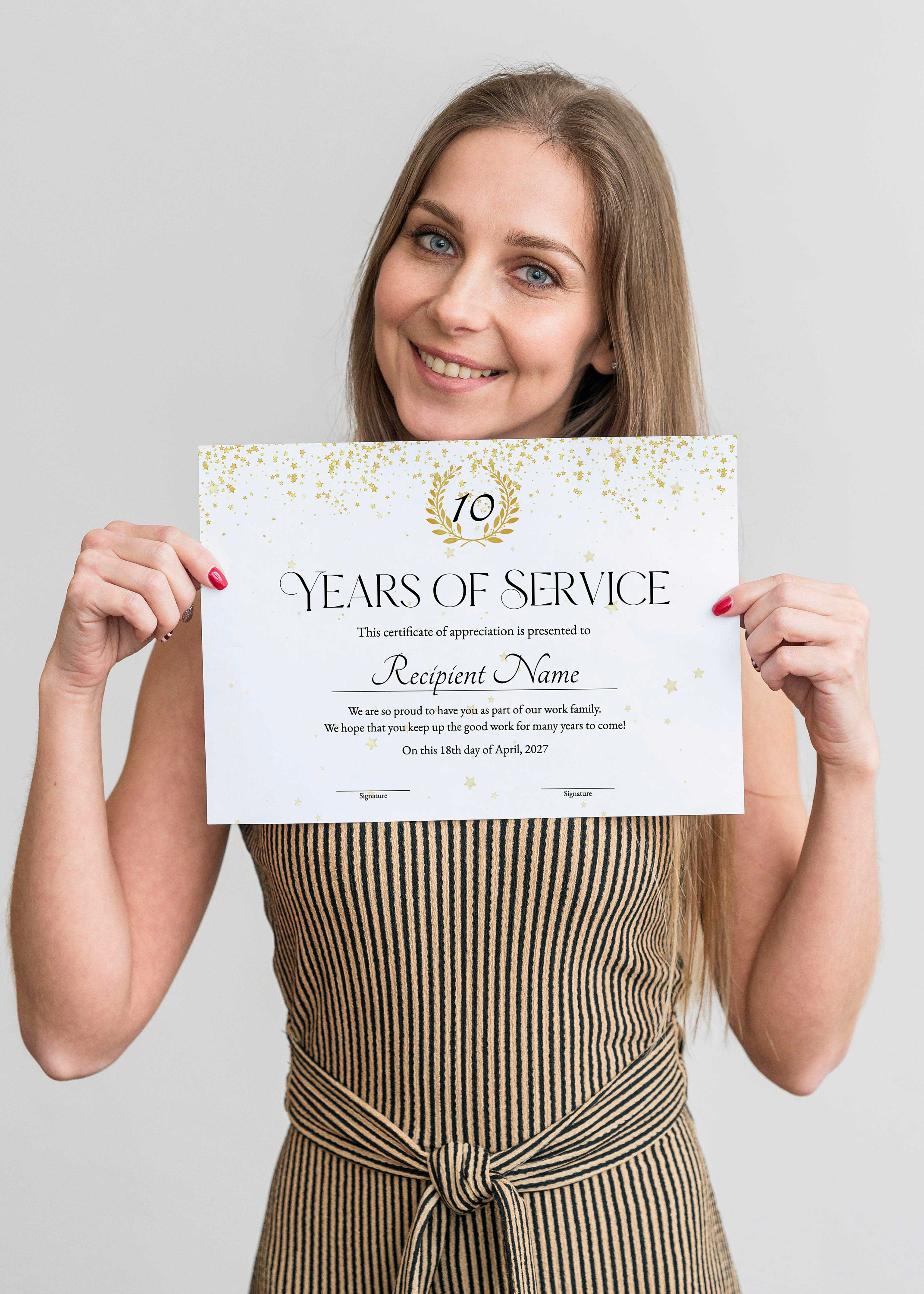 10 Years of Service Anniversary Award Certificate of Appreciation ...