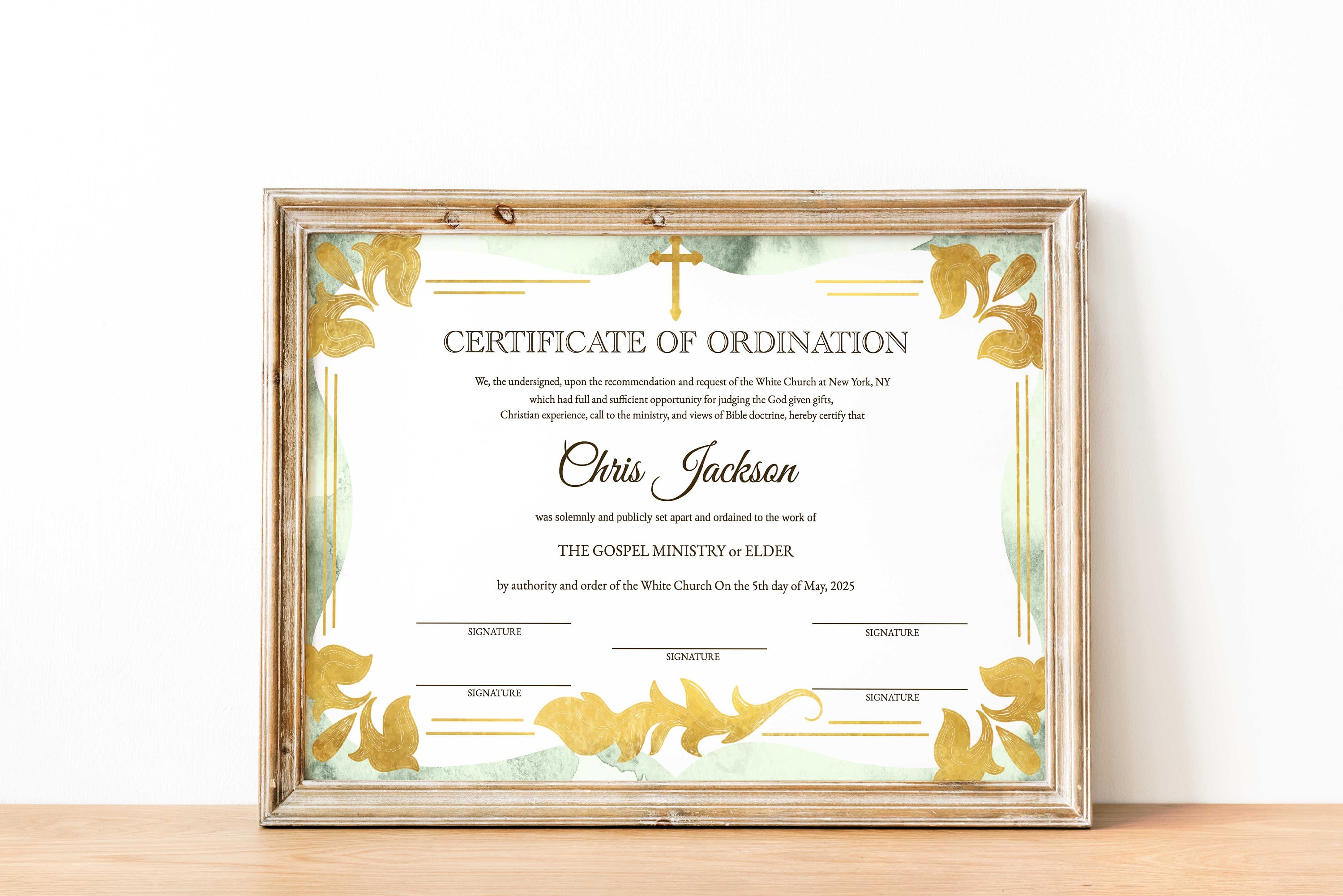 Editable Ordained Elder Certificate Template, Printable Vintage Luxury ...