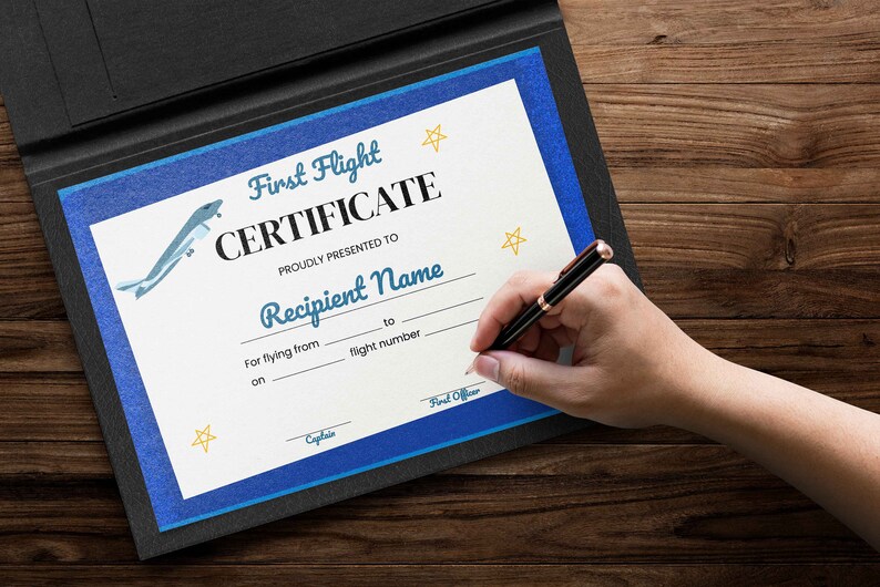 My First Flight Certificate Template, Award Certificate for Kids ...