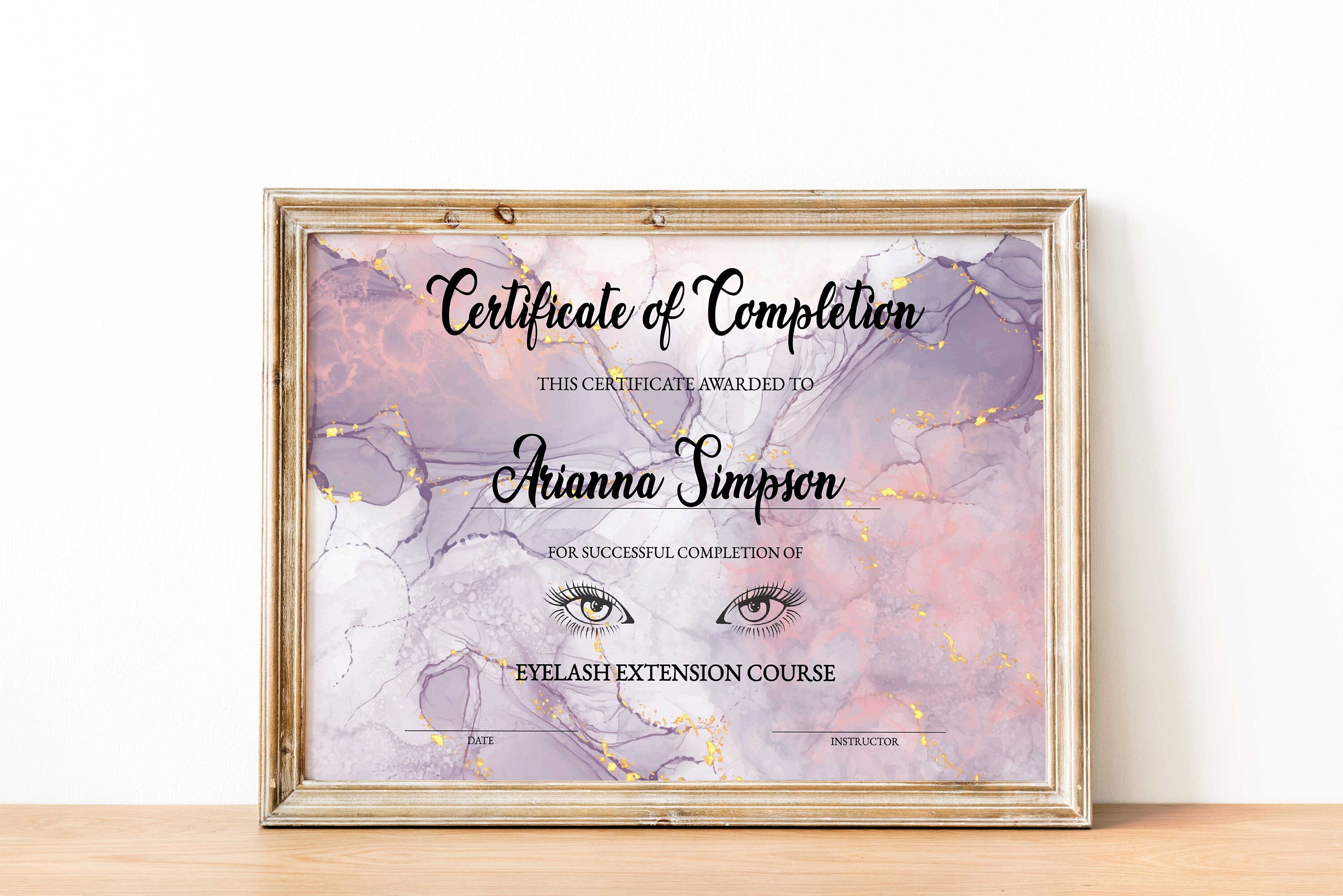 Editable Lash Certificate of Completion Template, Printable Lash ...