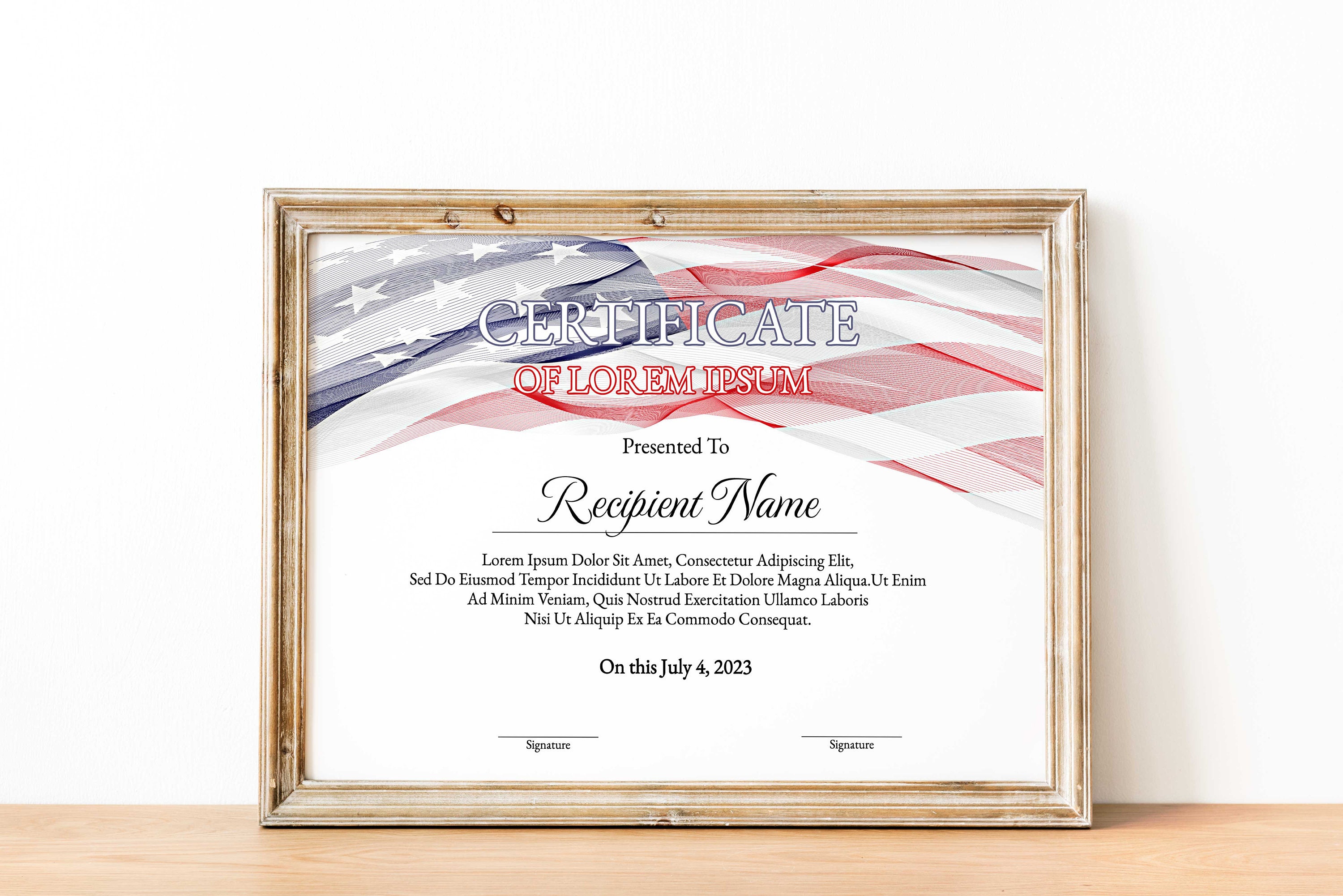Blank Award Certificate Templates Patriotic