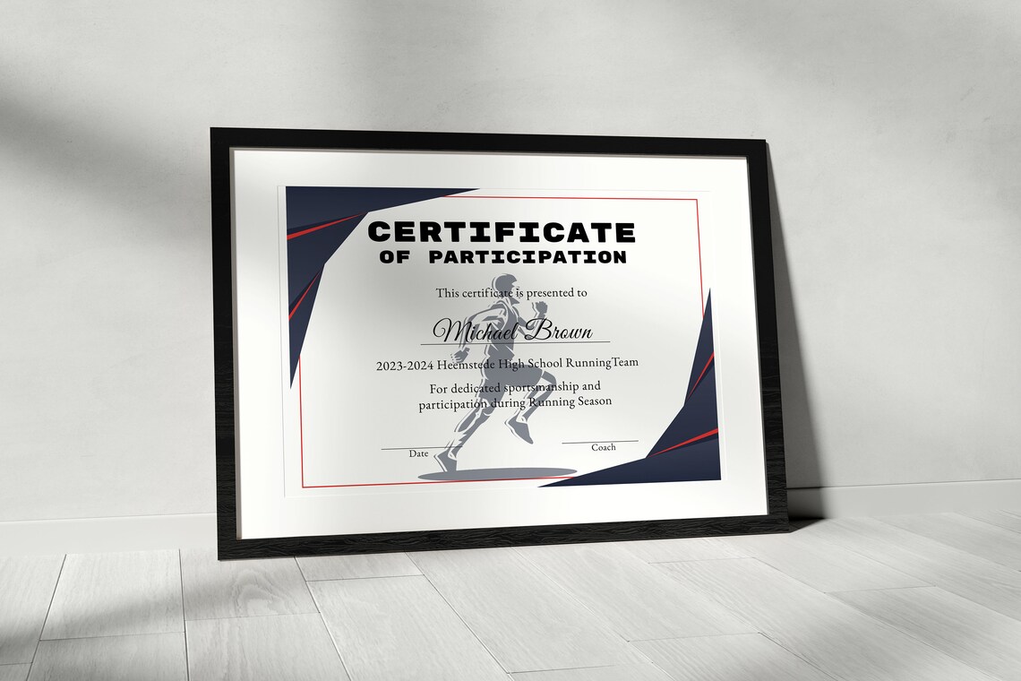 Editable Running Certificate Award Template, Sports Certificate ...