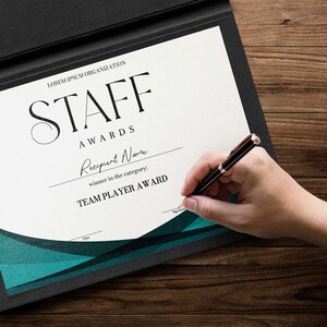 Best Staff Awards, Team Player Award Certificate, EDITABLE Best ...