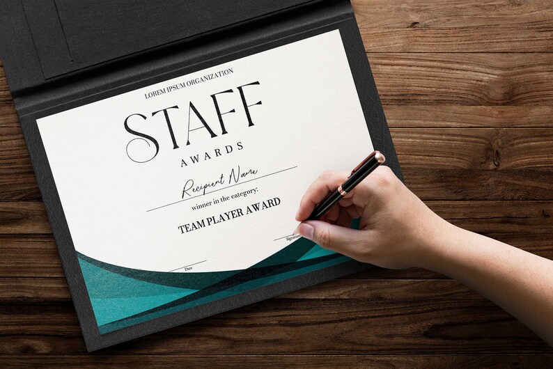 Best Staff Awards, Team Player Award Certificate, EDITABLE Best ...