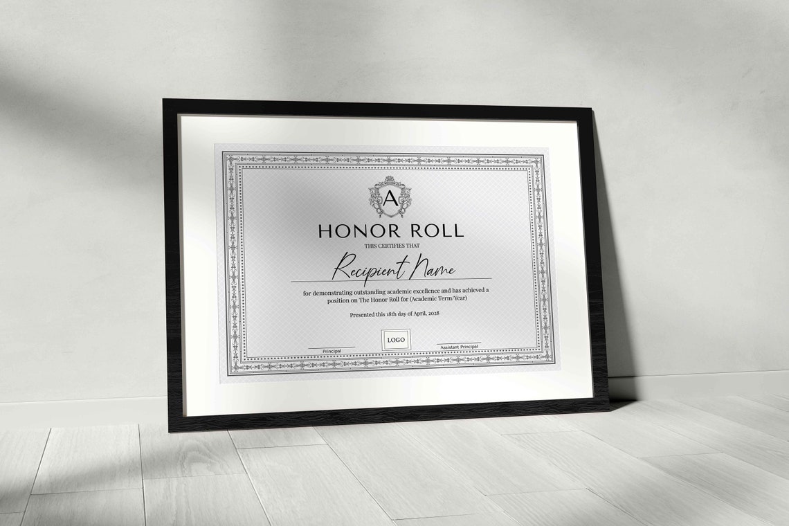 Editable Honor Roll Certificate Template, Elementary School Student ...