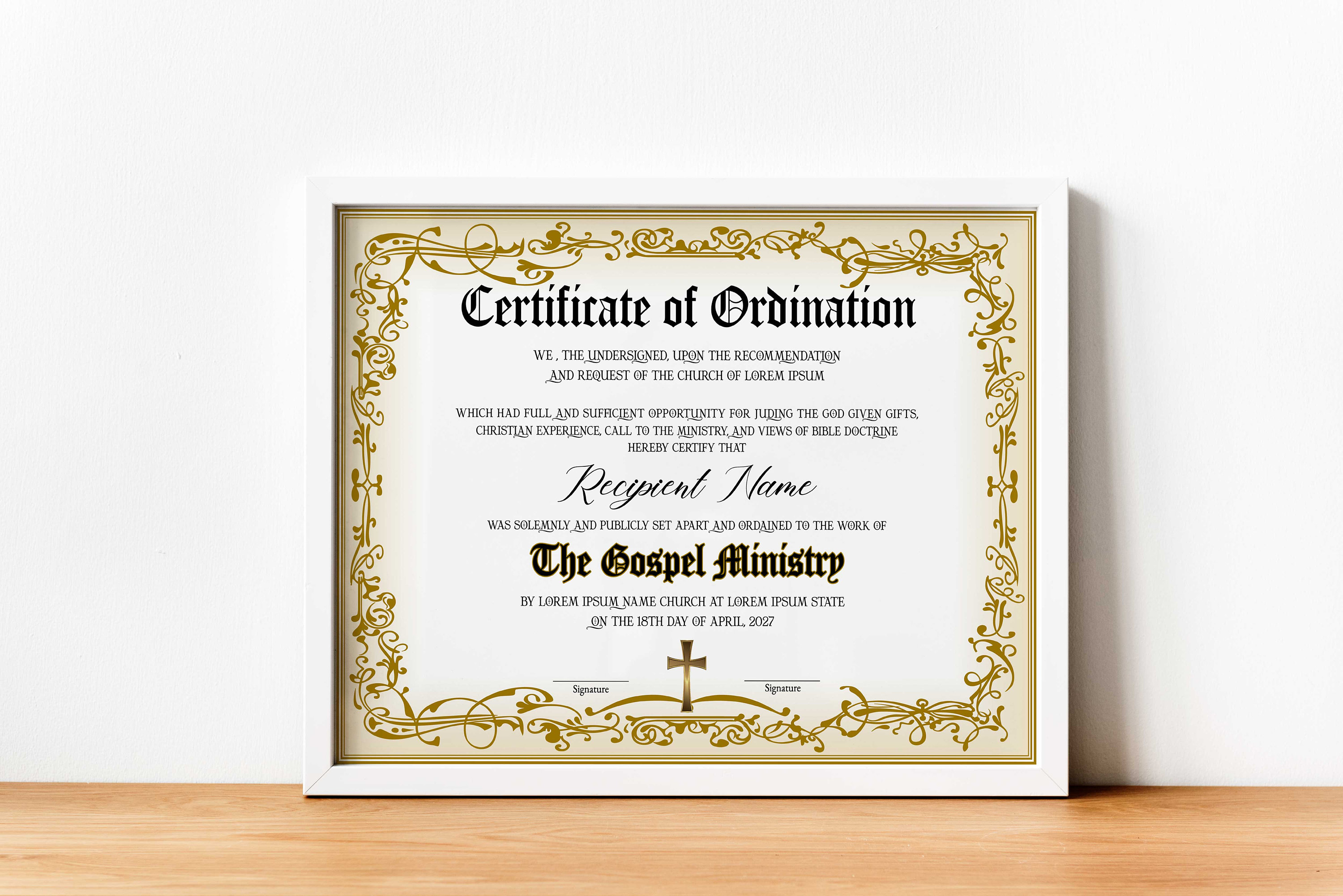 Ordination Certificate Template, Gospel Ministry Certificate Template ...