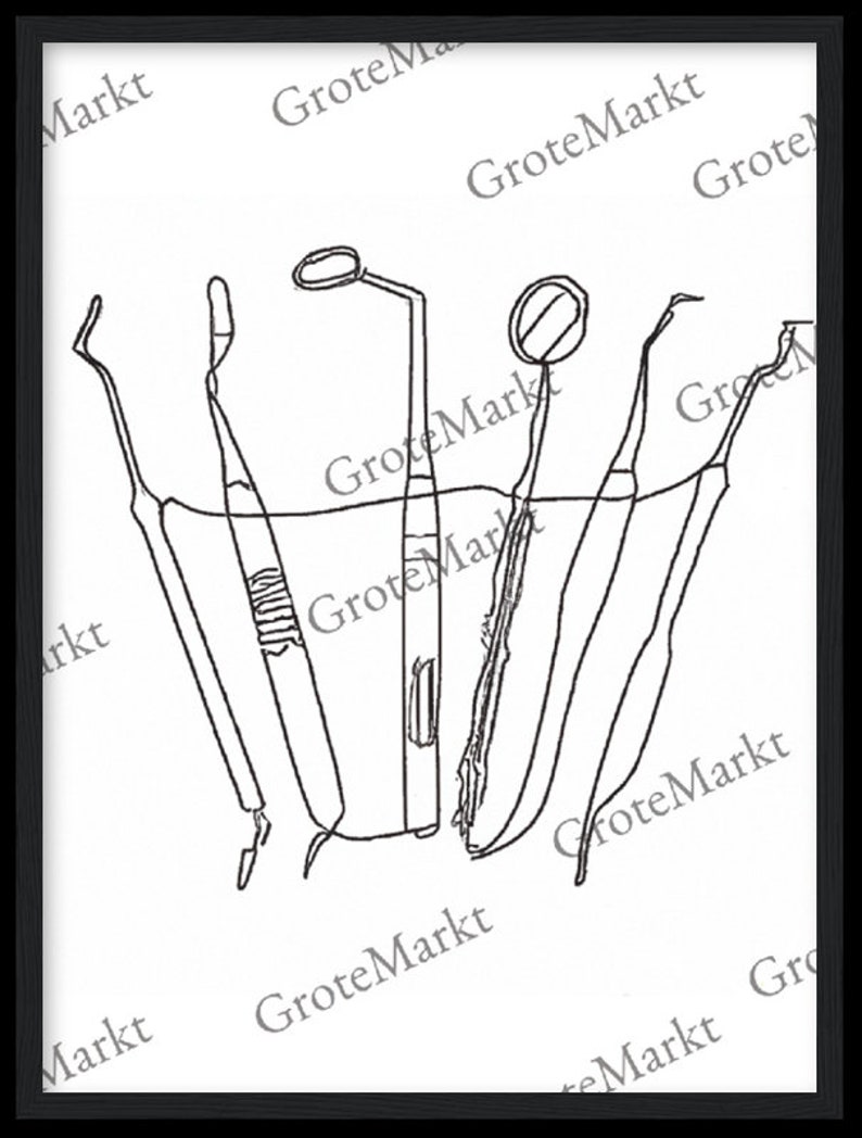 One Line Drawing Dentist Wall Art Set Dentistry Art Print - Etsy