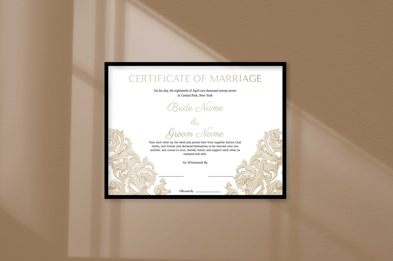 Editable Certificate of Marriage, Wedding Keepsake Marriage Certificate ...