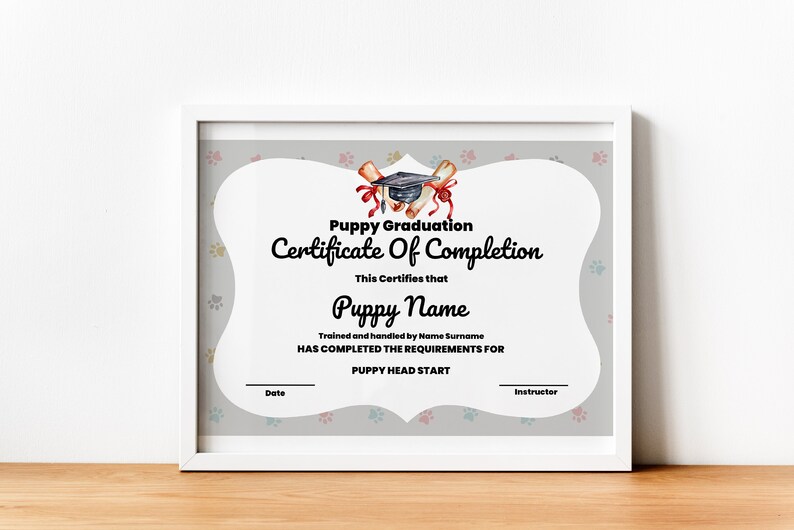 Printable Puppy Dog Graduation Certificate, Printable Congratulations ...