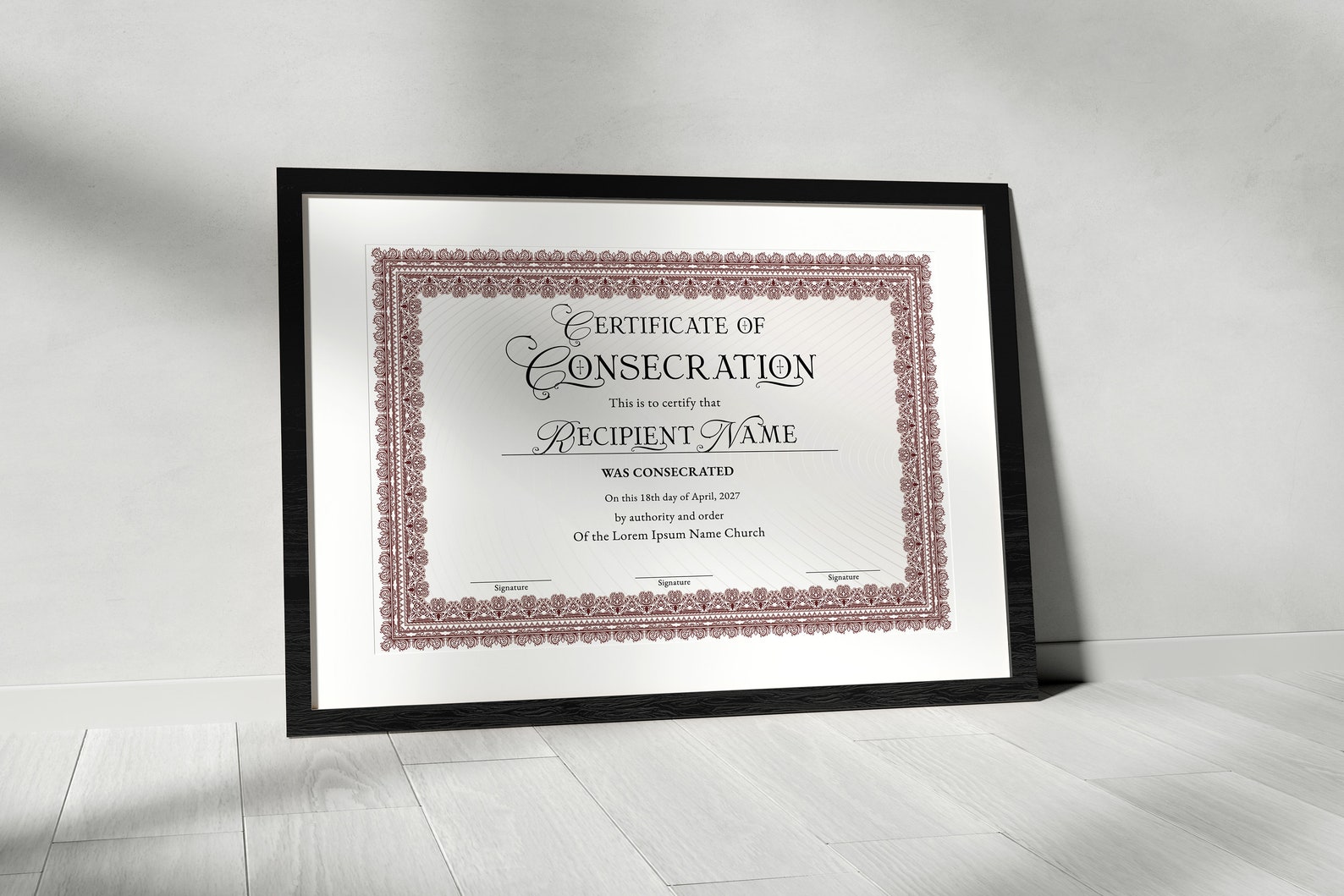 Editable Certificate of Consecration Template, Printable Consecration ...