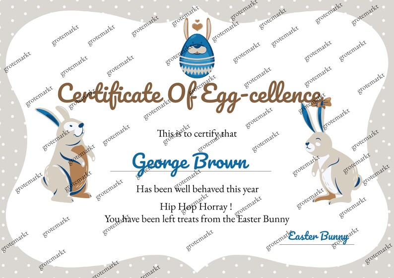 Easter Bunny Certificate Printable, Easter Bunny Certificate, Easter ...