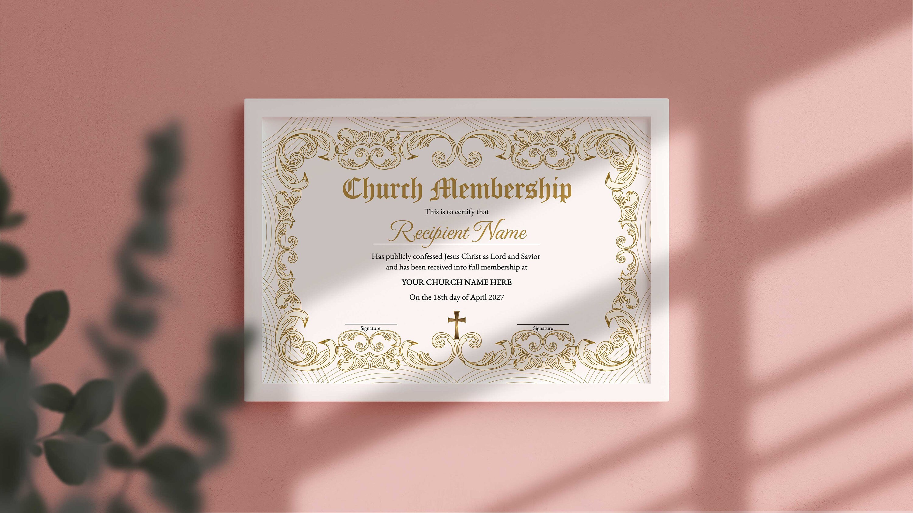 Church Membership Certificate Template, Editable Printable Certificate ...