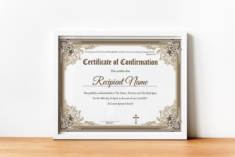 Editable Confirmation Certificate Template, Printable Certificate of ...