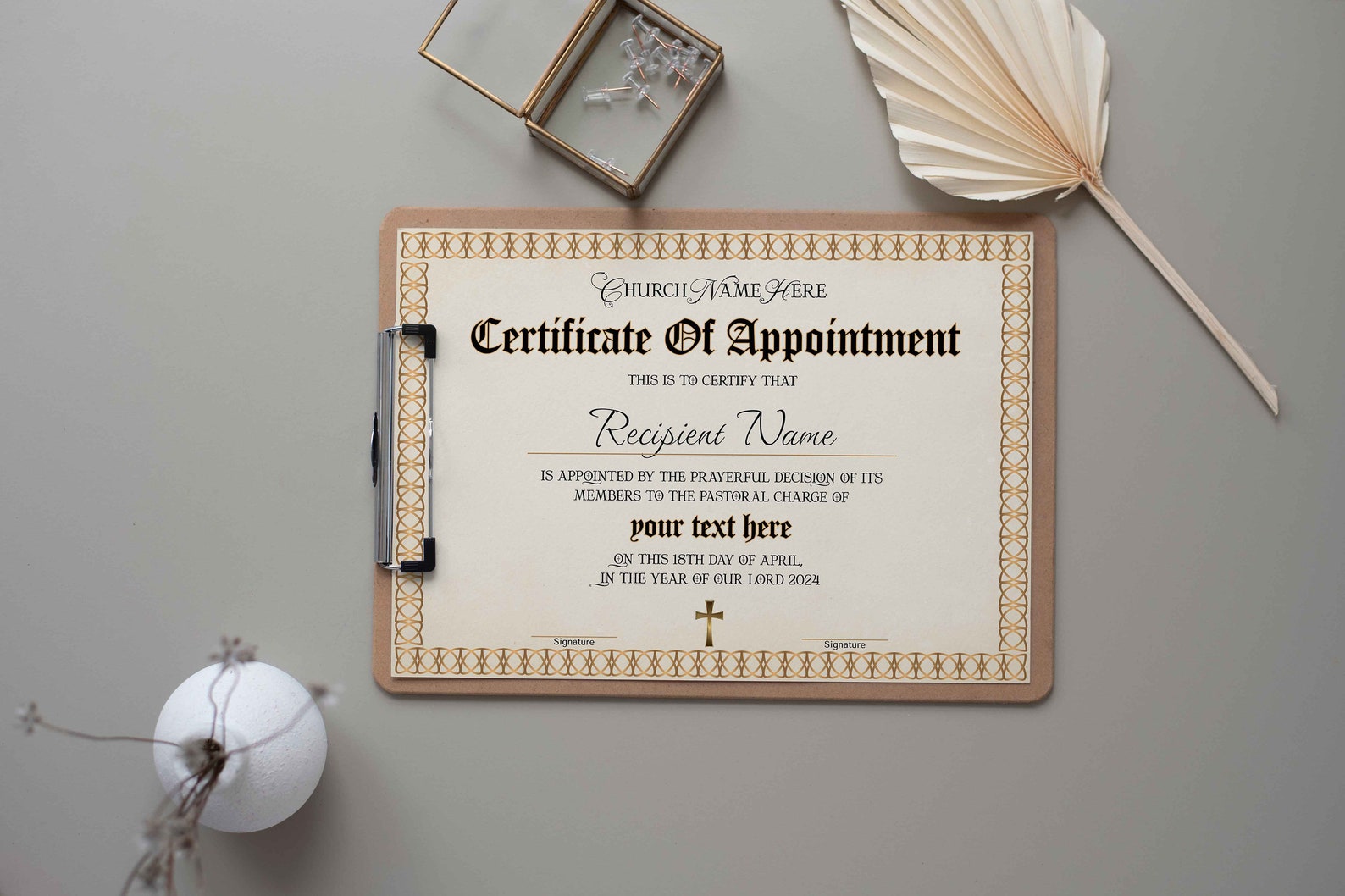 Editable Appointment Certificate Template, Printable Bishop Pastor ...