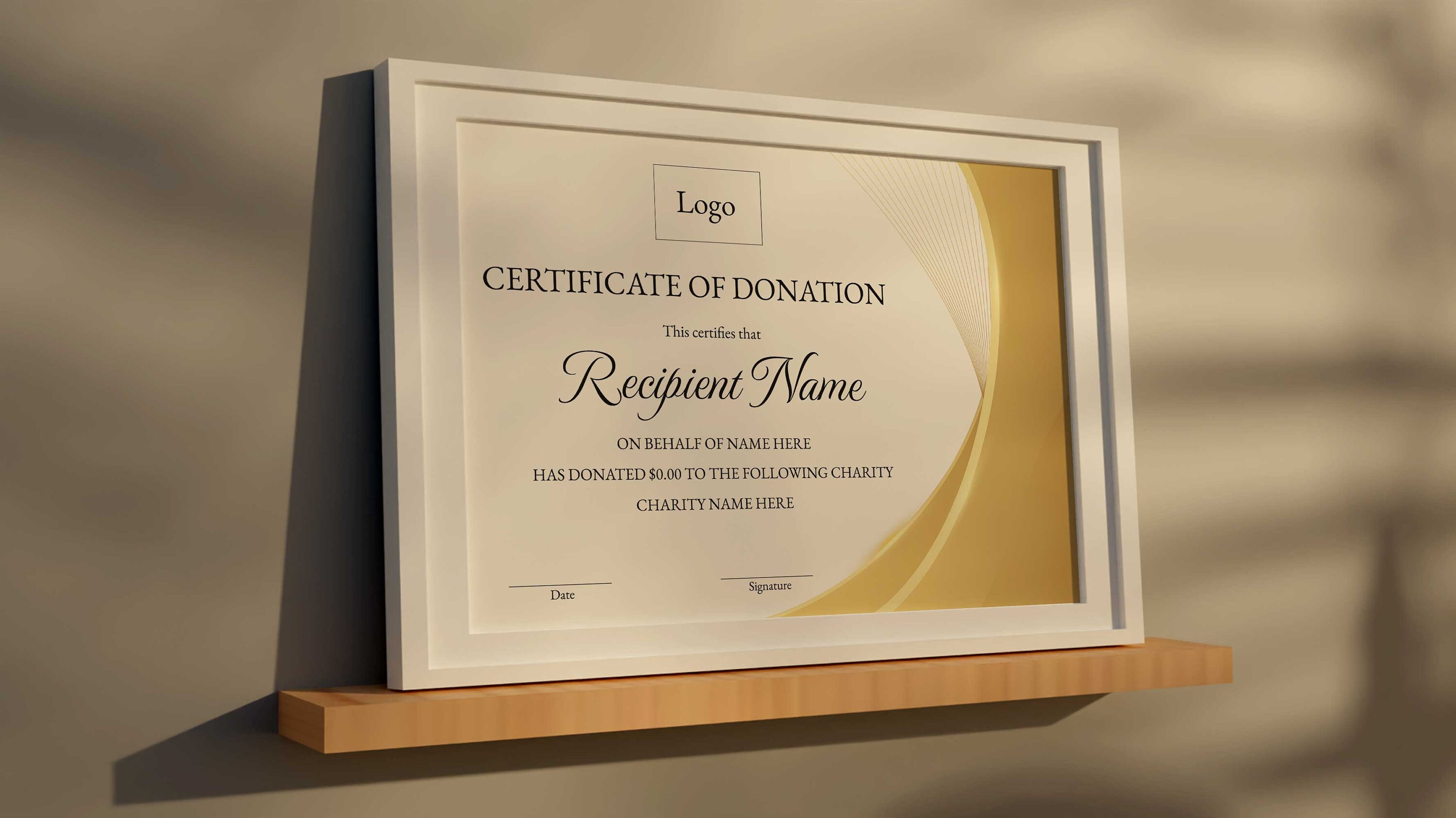 Editable Certificate of Donation Template, Printable Charity Donation ...