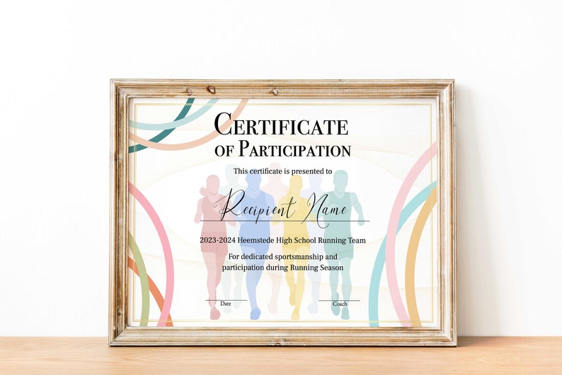 Editable Running Certificate Award Template, Sports Certificate ...