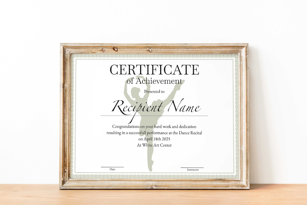 Editable Ballet Awards Certificate Template, Ballet Dancer Award ...