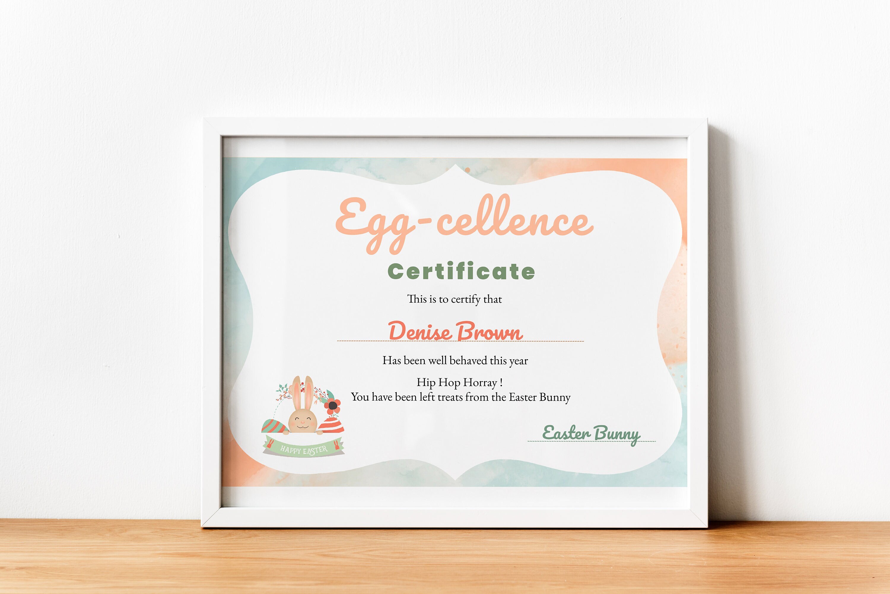 Editable Egg-cellence Certificate, Easter Bunny Certificate of ...