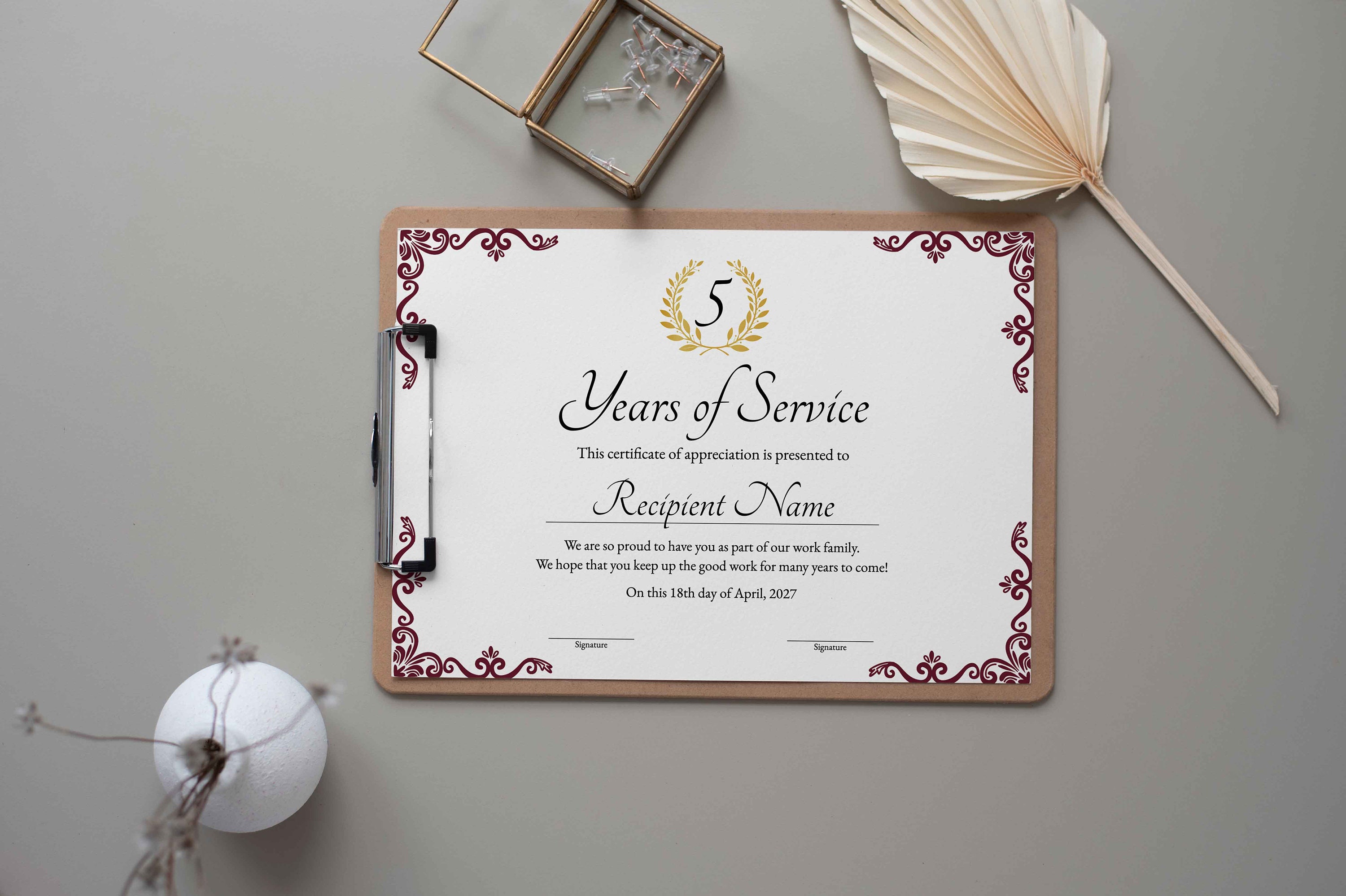 25 Years of Service Anniversary Award Certificate of Appreciation ...