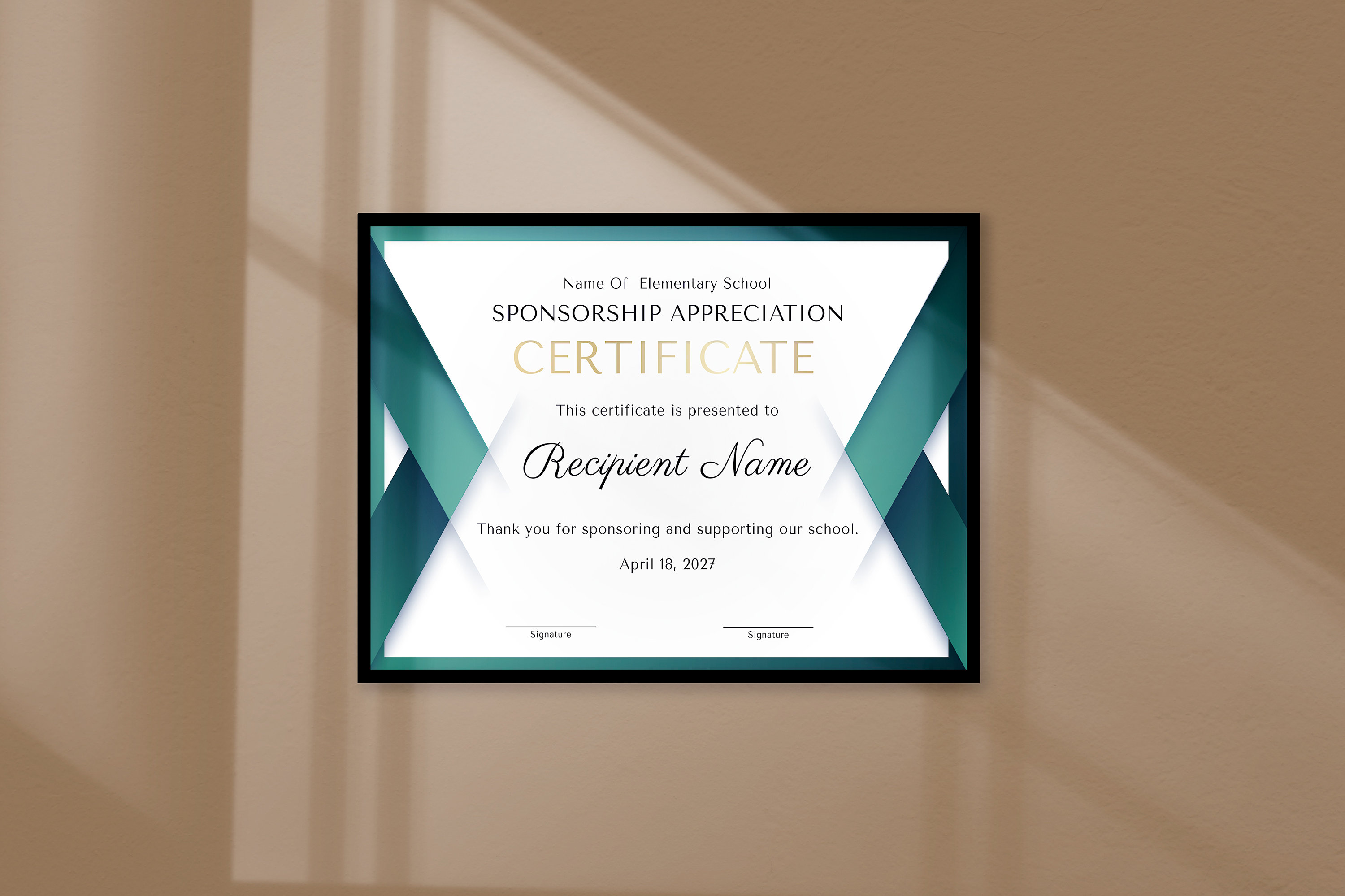 Appreciation Certificate Template, Certificate for School Sponsorship ...