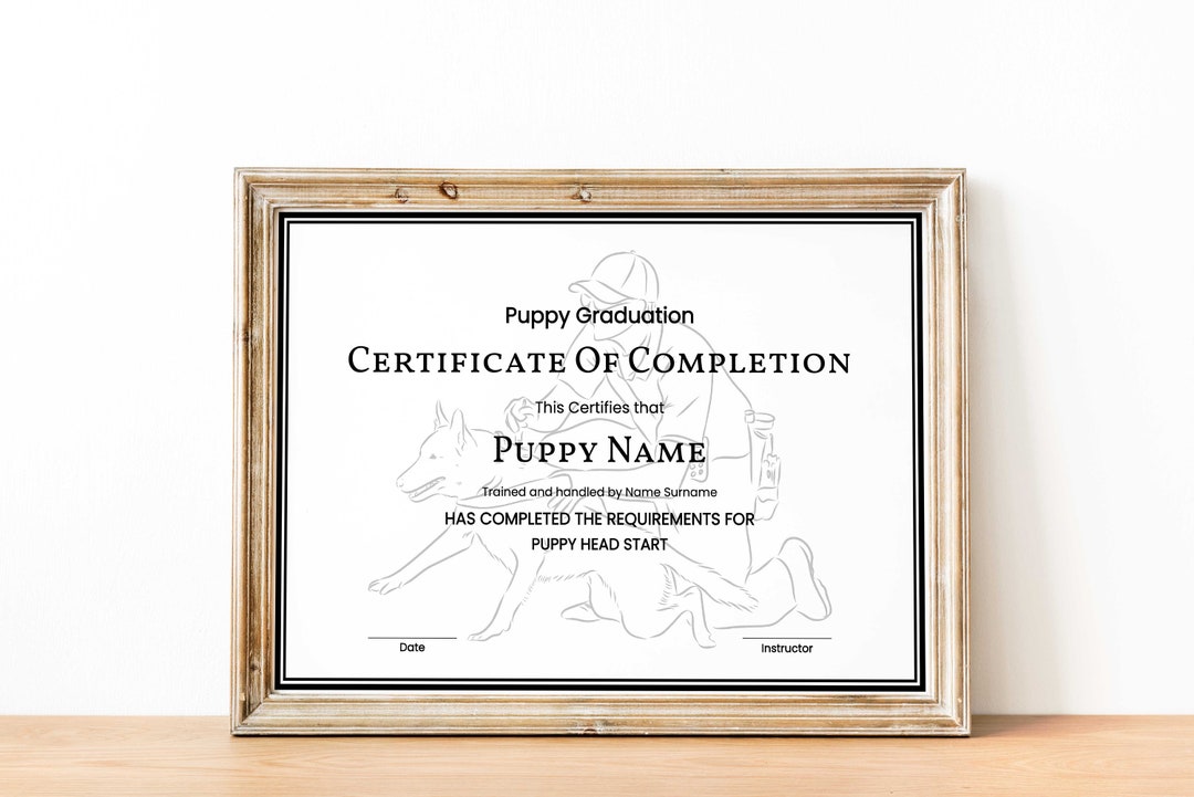 Printable Puppy/dog Graduation Certificate, Printable Congratulations ...