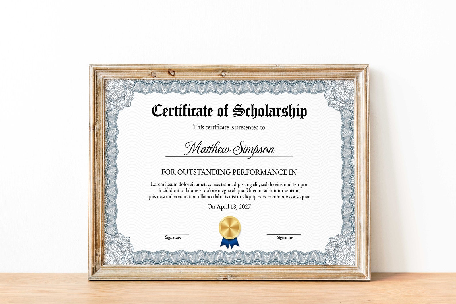 Scholarship Award Template, School Award Certificate, Editable ...