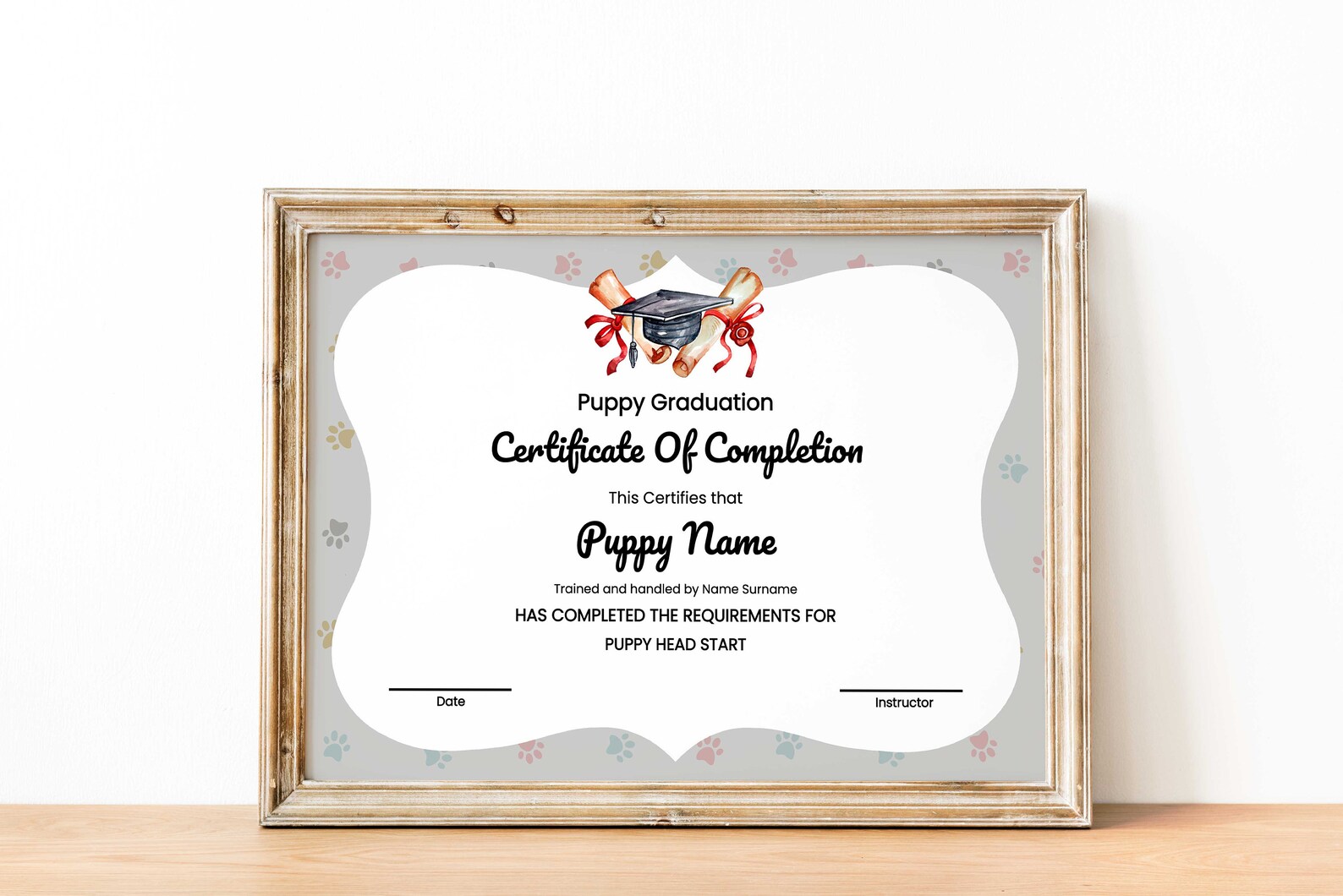Printable Puppy Dog Graduation Certificate, Printable Congratulations ...