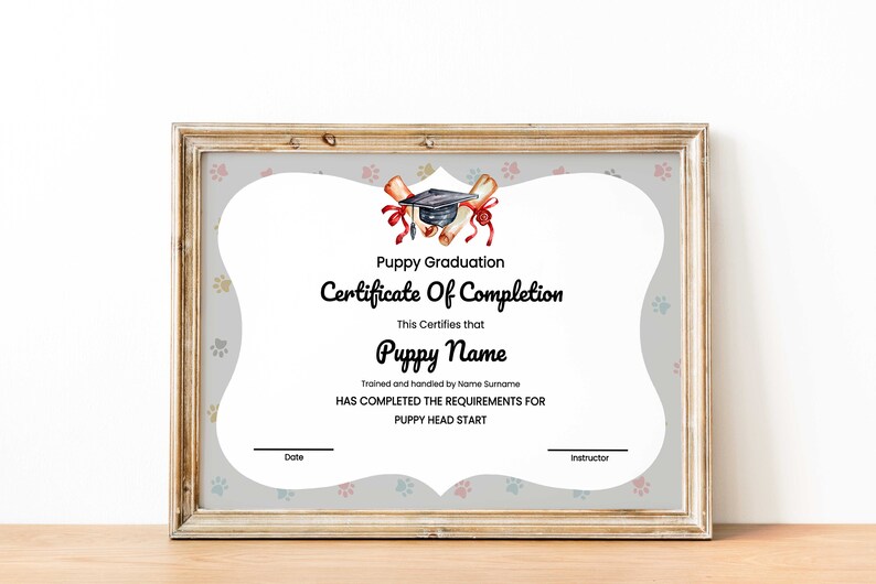 Printable Puppy Dog Graduation Certificate, Printable Congratulations ...