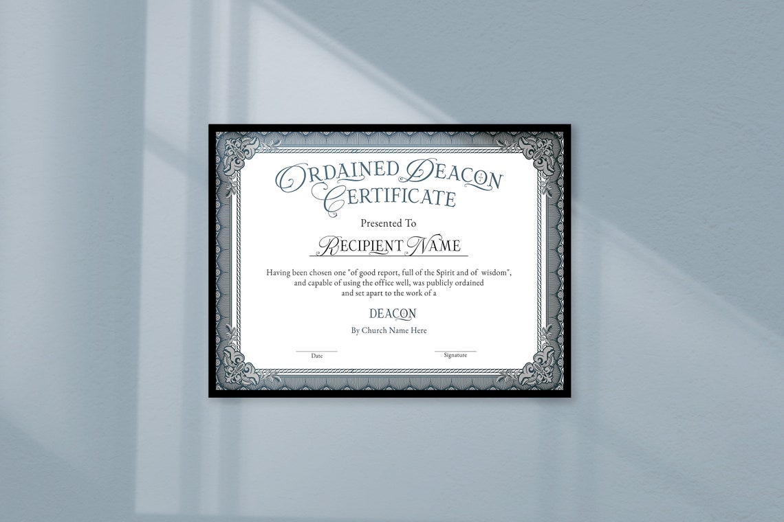 Deacon & Deaconess Ordination Certificate Template, Certificate of ...