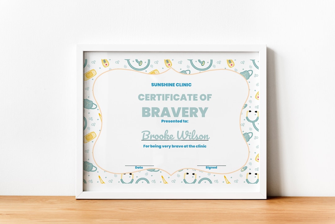 Certificate of Bravery Template Pediatric Nursing - Etsy