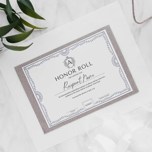Editable Honor Roll Certificate Template, Elementary School Student ...
