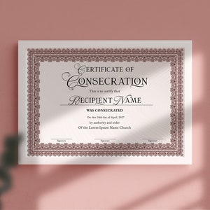 Editable Certificate of Consecration Template, Printable Consecration ...