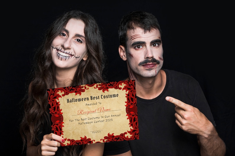 Editable Gothic Halloween Best Costume Certificate Template, Printable ...