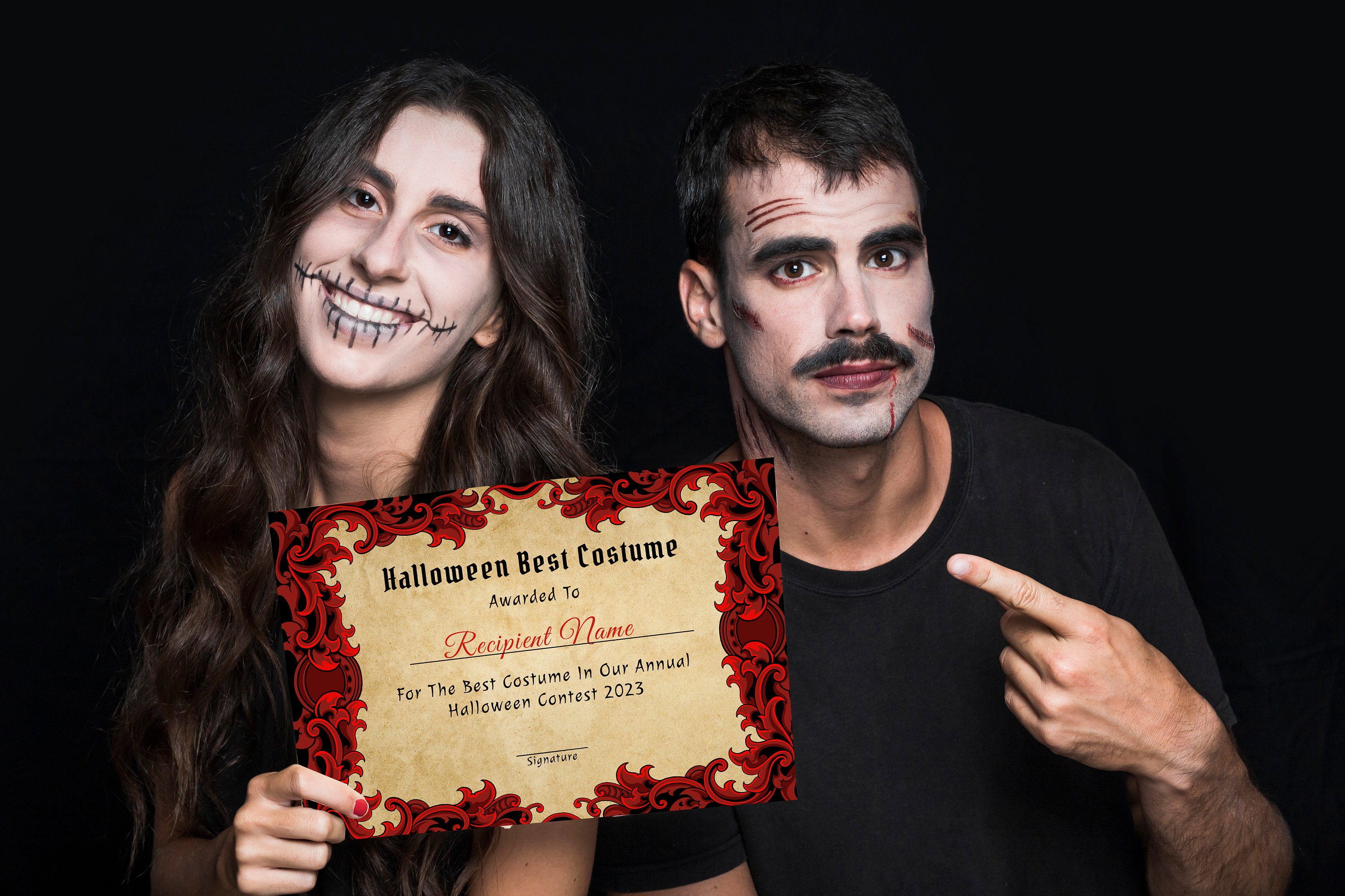 Editable Gothic Halloween Best Costume Certificate Template, Printable ...