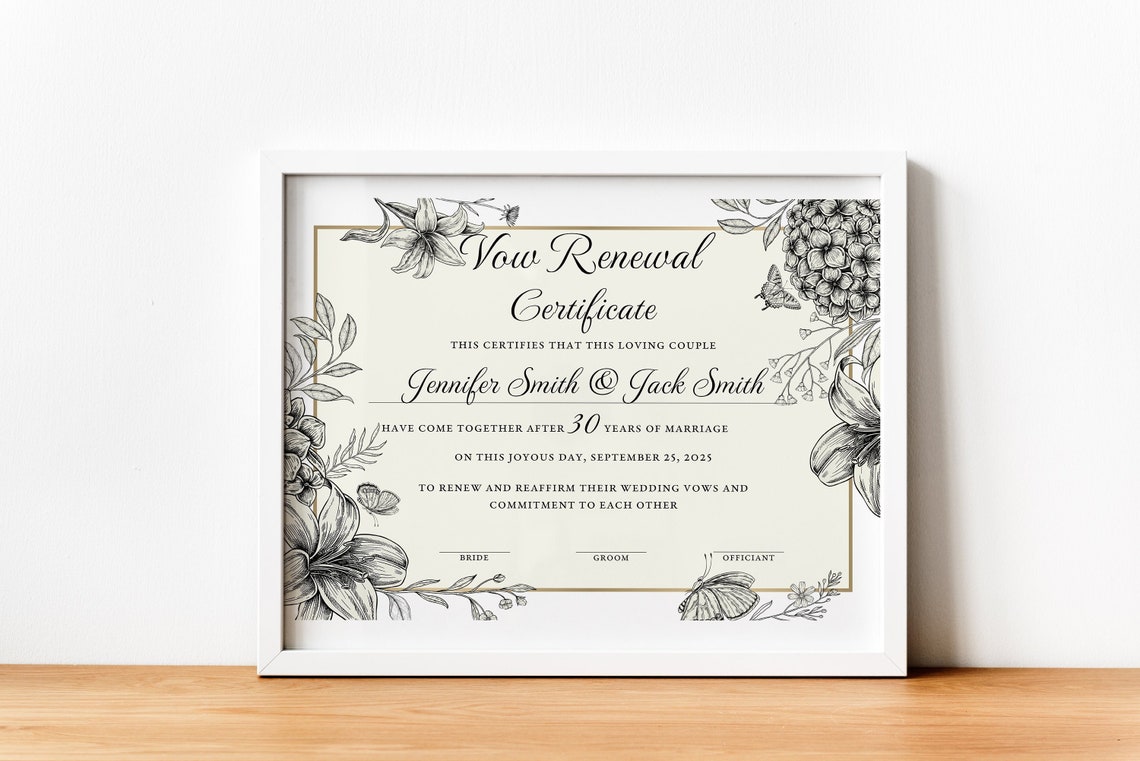 Vows Renewal Certificate, Editable Vows Template, Wedding Vow Template ...